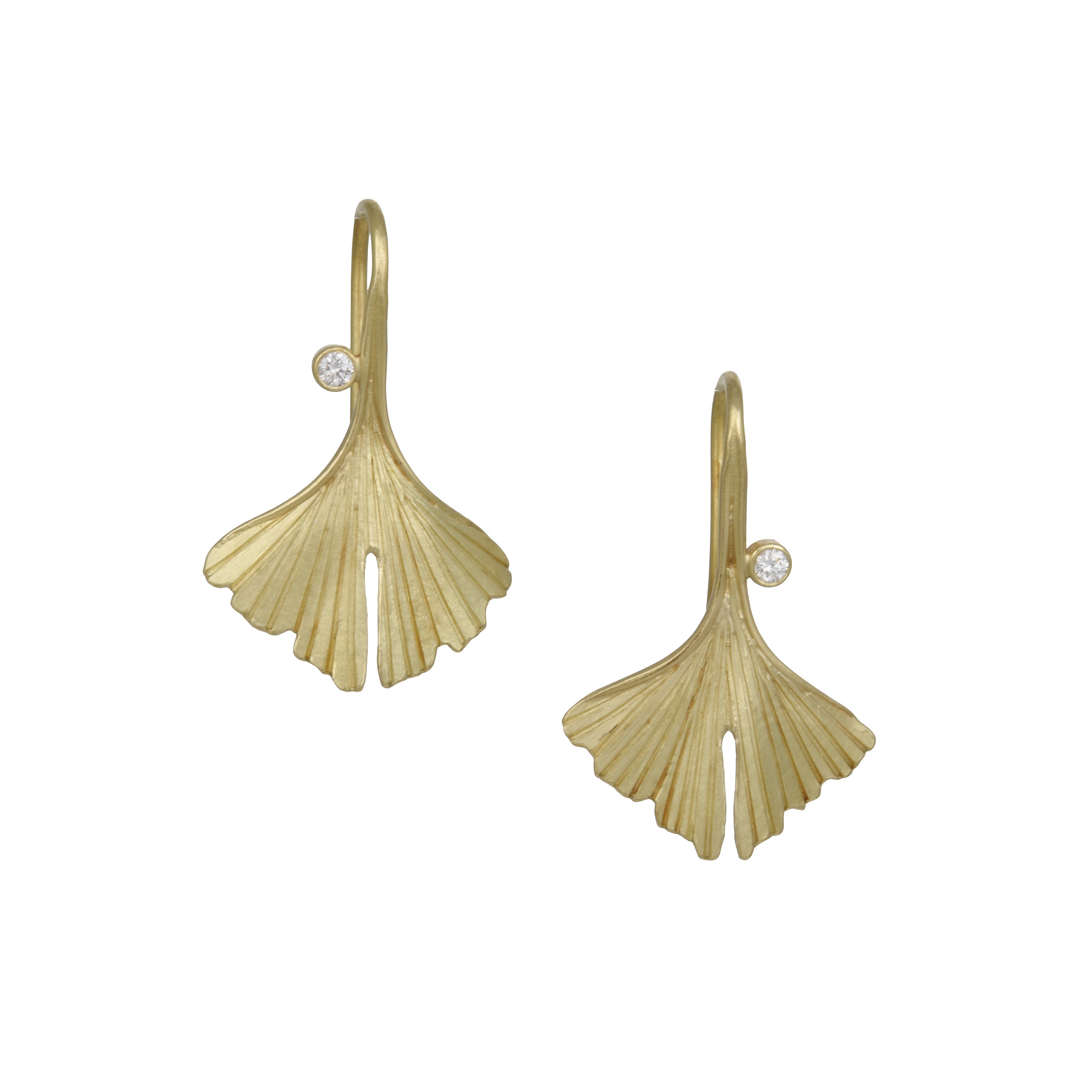 Michael Banzhaf - Small 18k Ginko Leaf Earrings with Diamonds – The ...