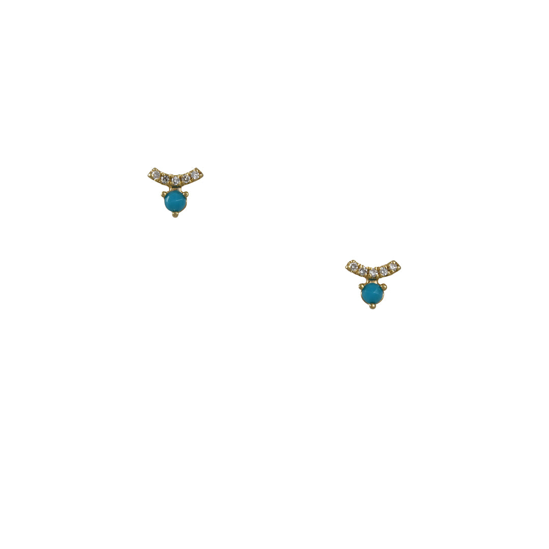 Liven Co. - Eclipse Mini Curve Diamond Bar Earrings with Turquoise ...