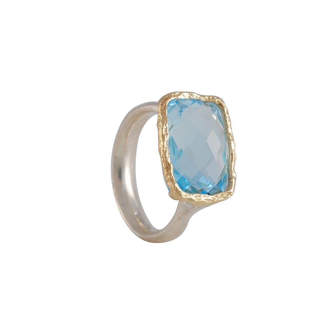 Danielle Welmond - Rectangular Textured Bezel Blue Topaz Ring – The ...