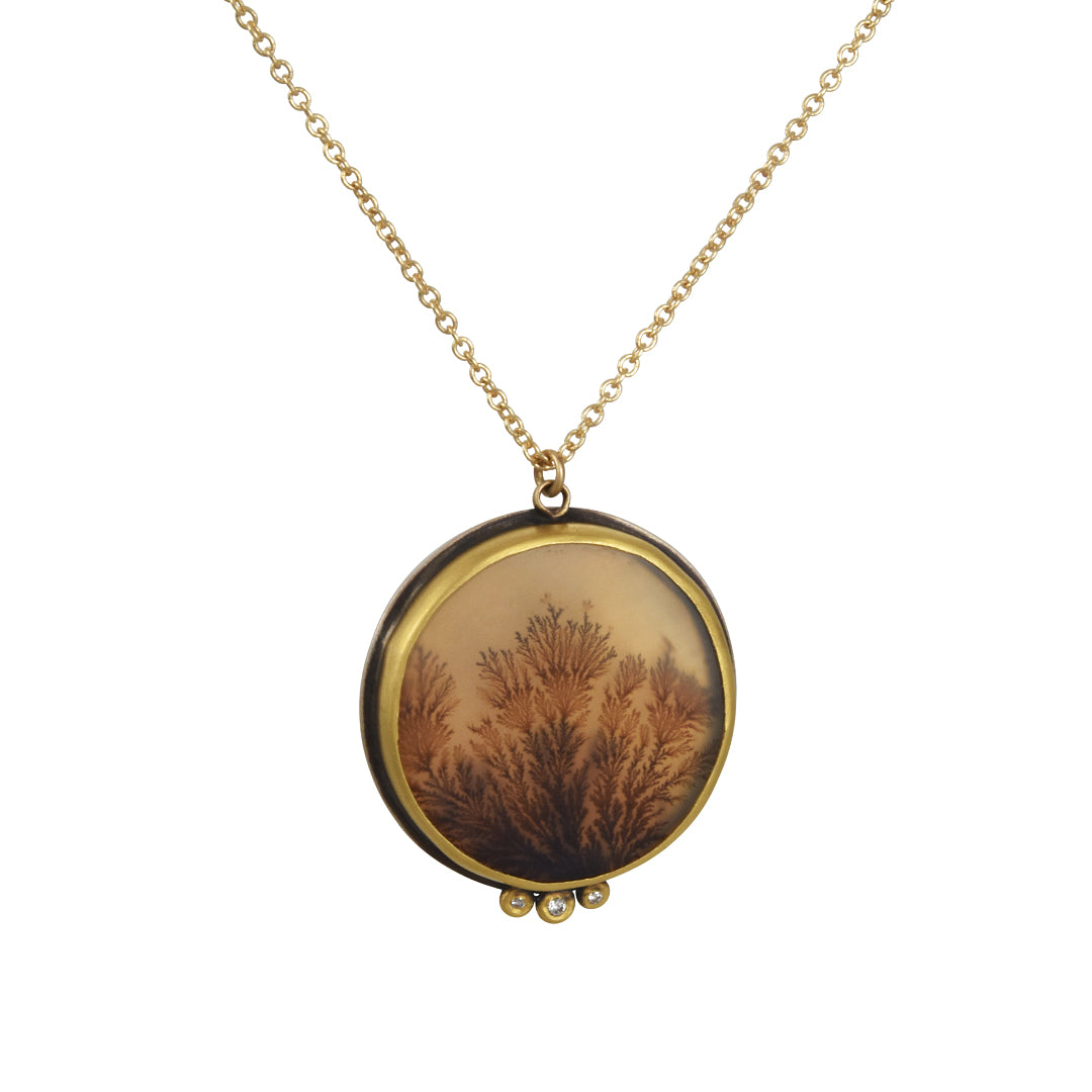 Ananda Khalsa - Dendritic Agate Necklace with 22k Bezel – The Clay Pot